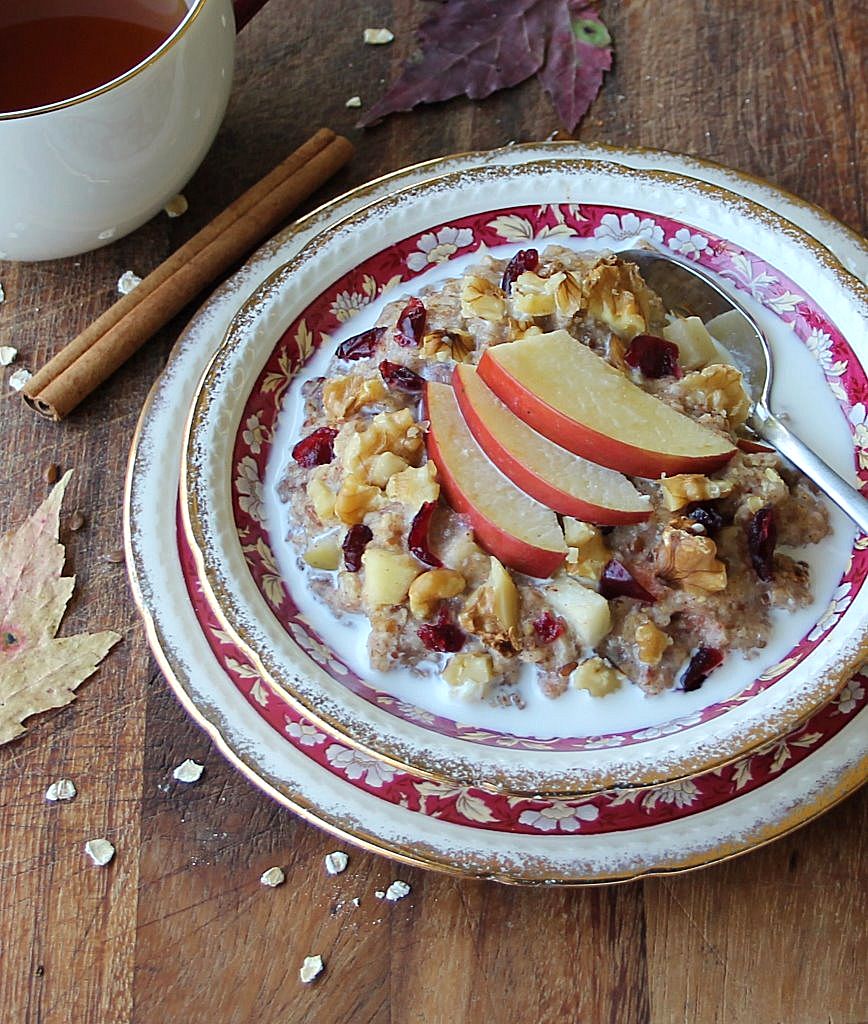 Autumn Oatmeal with Apple, Cranberry & Walnut - Inspired Edibles